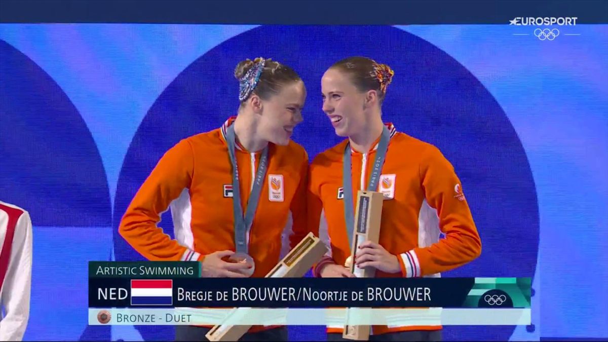 De synchroon zwemmende tweeling Noortje en Bregje de Brouwer zetten ...