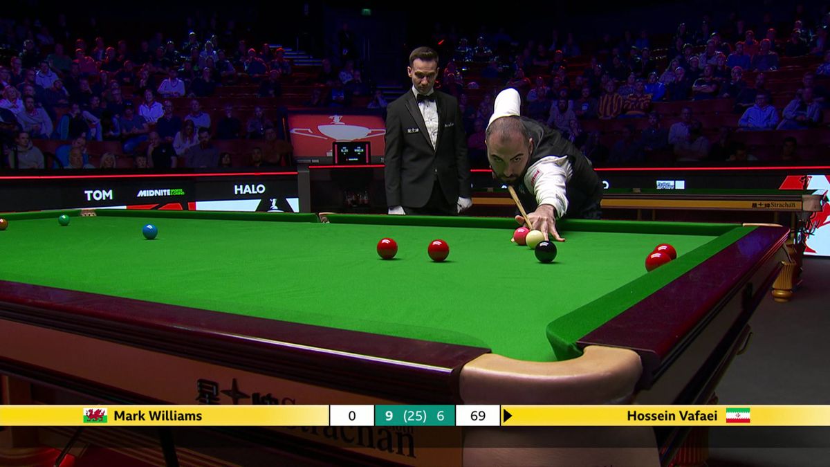 Mark Williams opent klein gaatje tegen Hossein Vafaei – maar liefst drie keer re-rack in ...