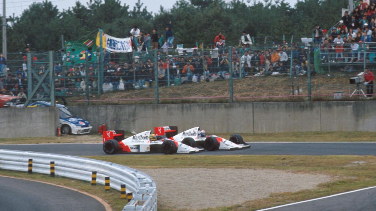 Suzuka Story : 1989, Alain Prost et Ayrton Senna (McLaren) se chicanent ...