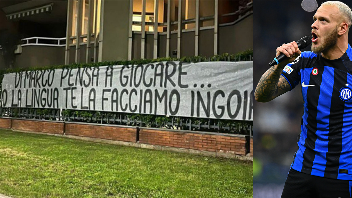 Striscione contro Dimarco dopo euroderby Champions Inter-Milan, procura ...