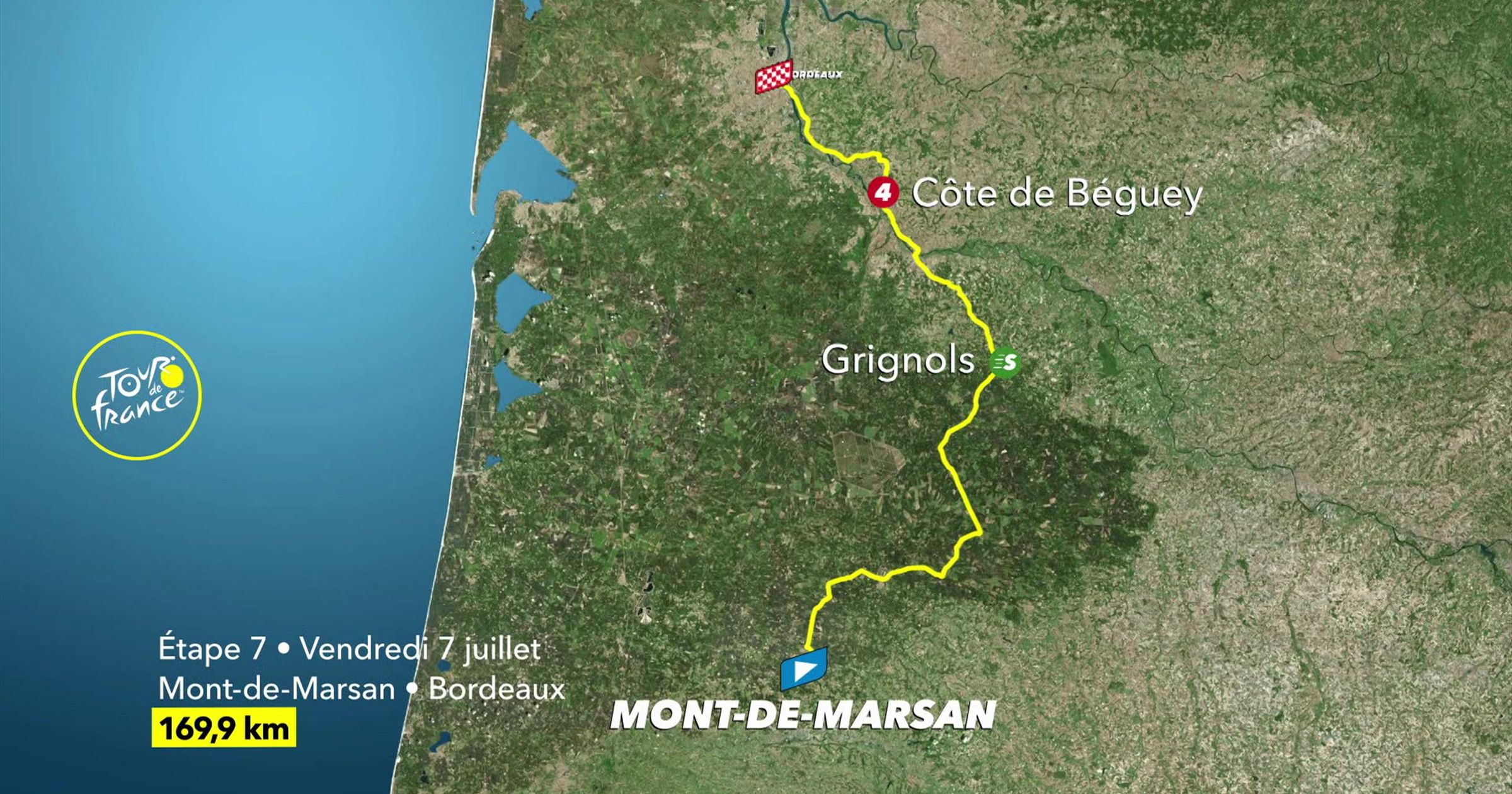 Tour de France - Map of stage 7 - Mont-de-Marsan - Bordeaux (07/07 ...