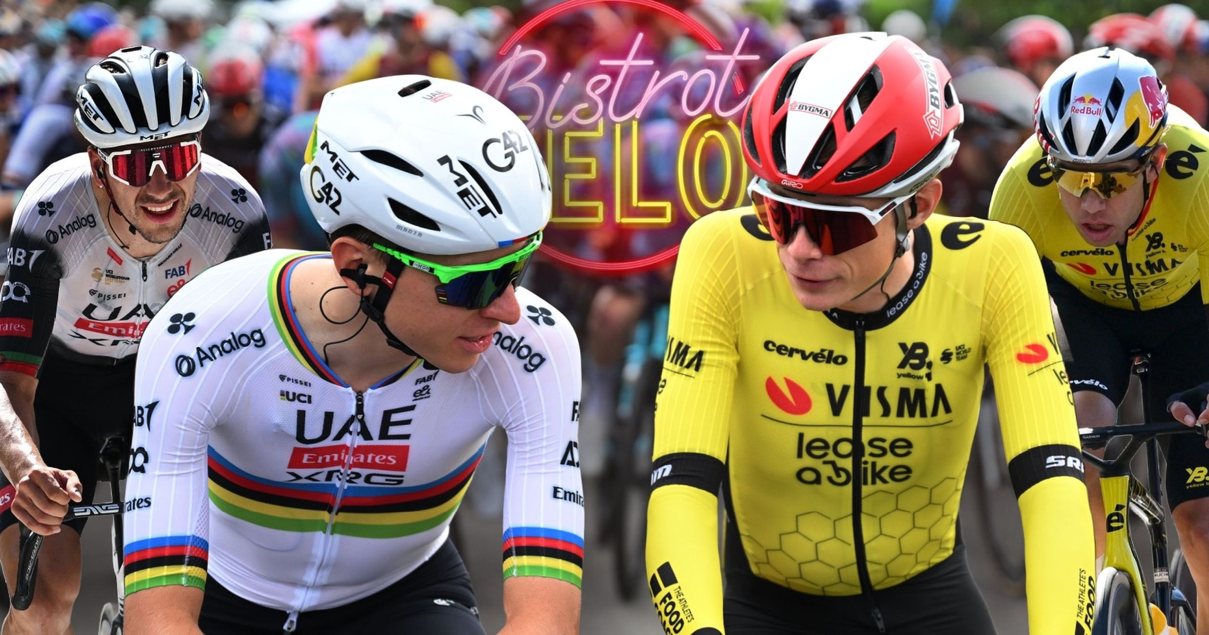 La formation UAE-XRG de Tadej Pogacar ou l'équipe Visma | Lease a Bike de Jonas Vingegaard ...