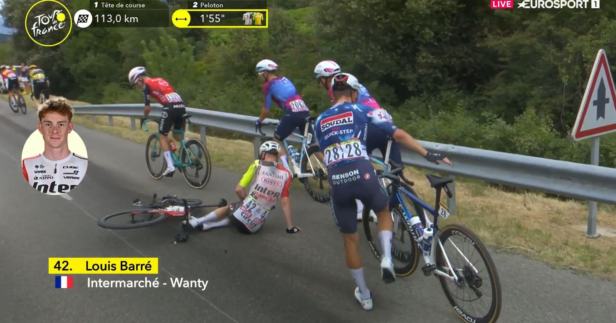 17e étape du Tour de France 2025 - Louis Barré encore au sol : la chute ...
