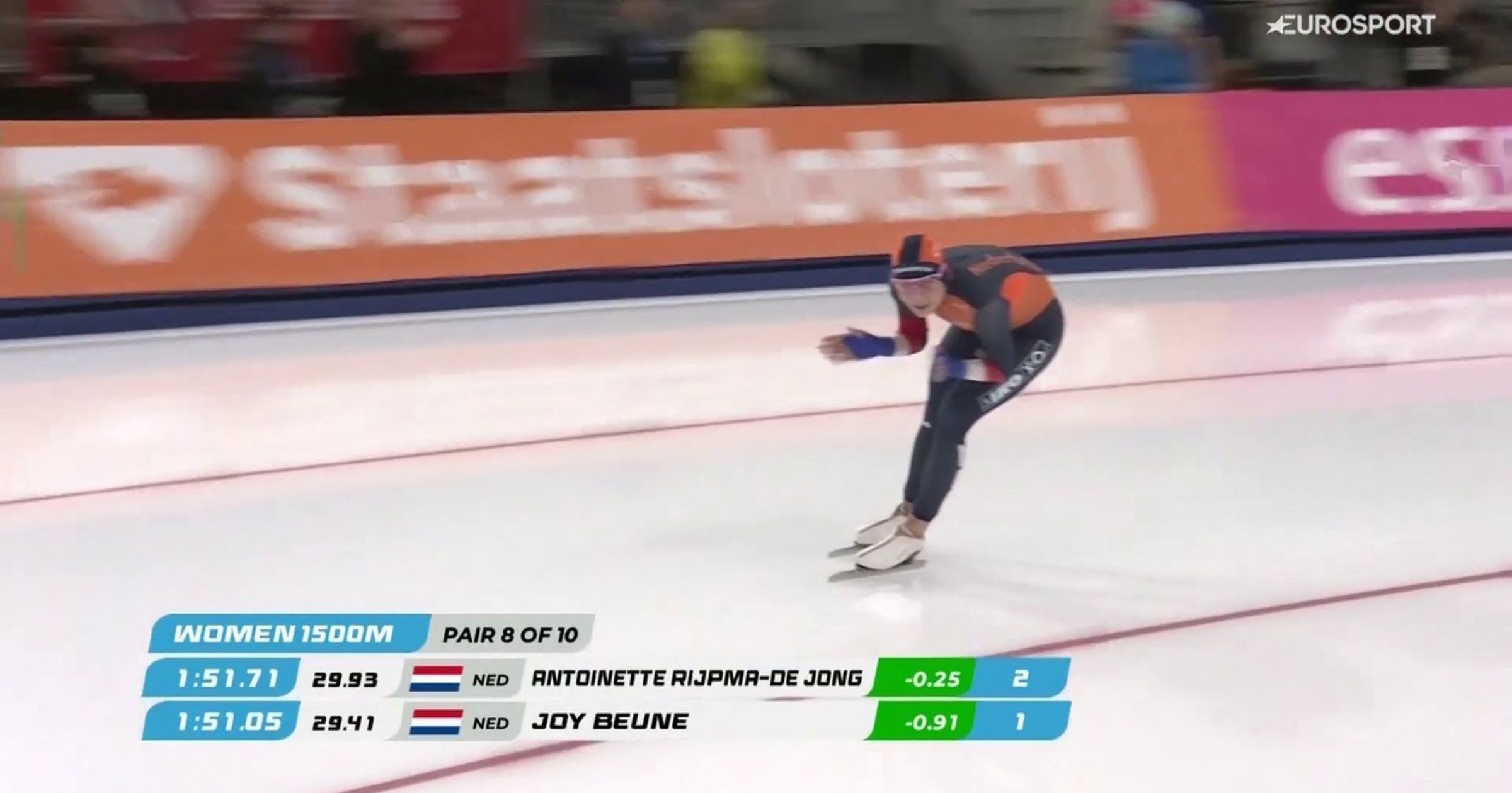 Joy Beune wint na de 3 kilometer ook de 1500 meter - wint met ruime ...