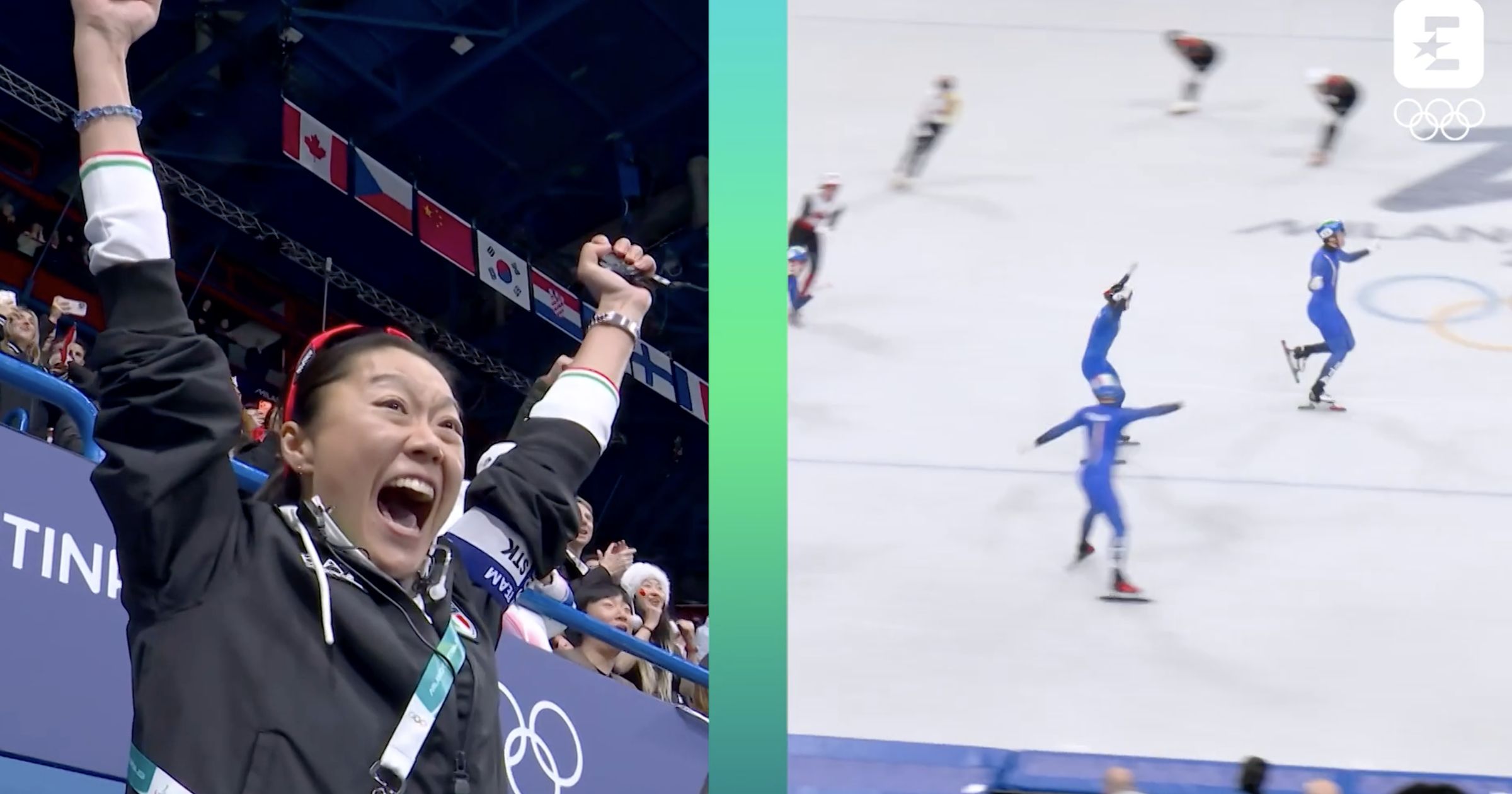 Medaglia d'oro nella staffetta mista di short track, l'allenatrice ...