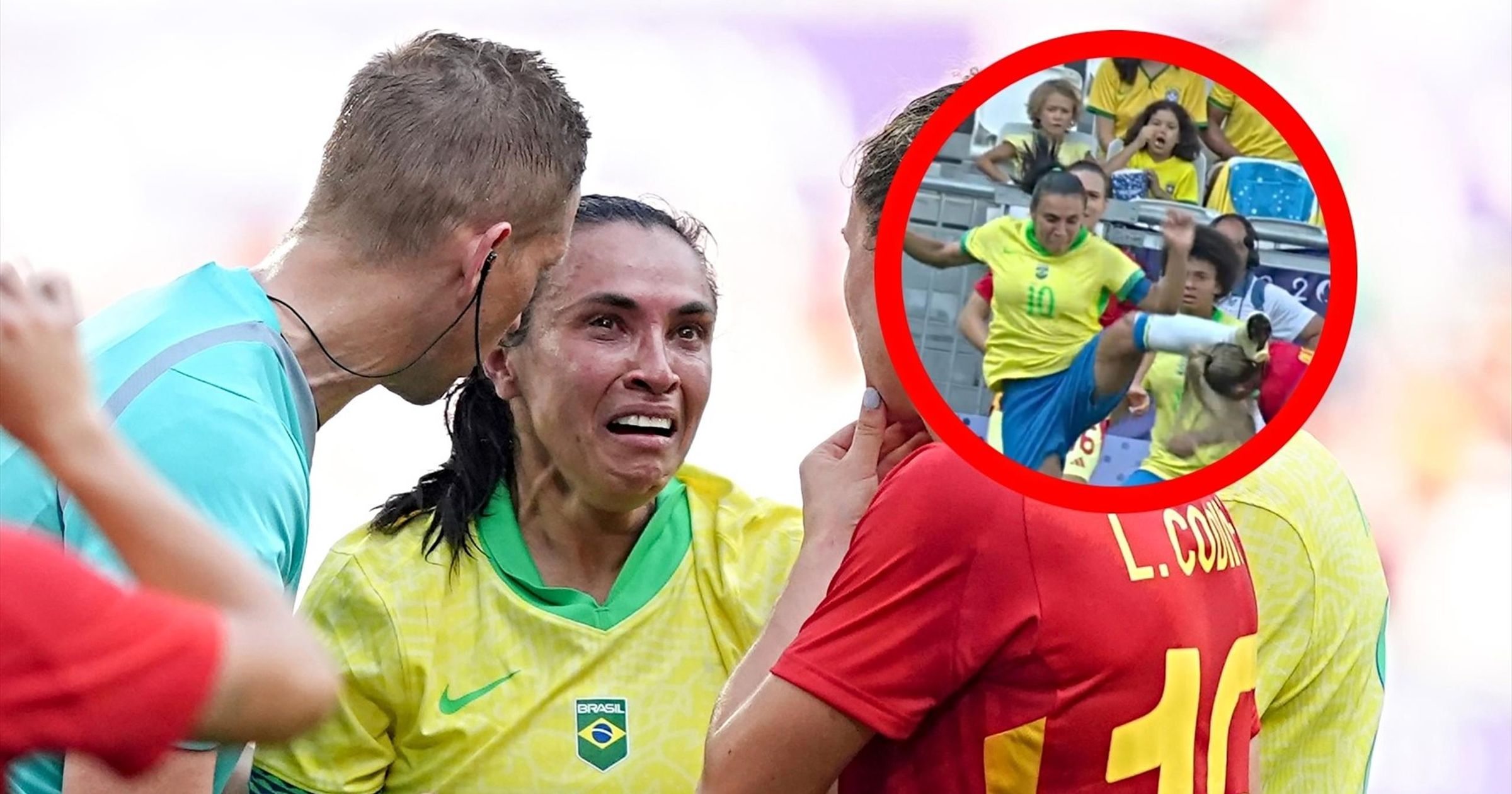 Paris 2024: 'Wow, that is tragic' - Marta sent off for Brazil after ...