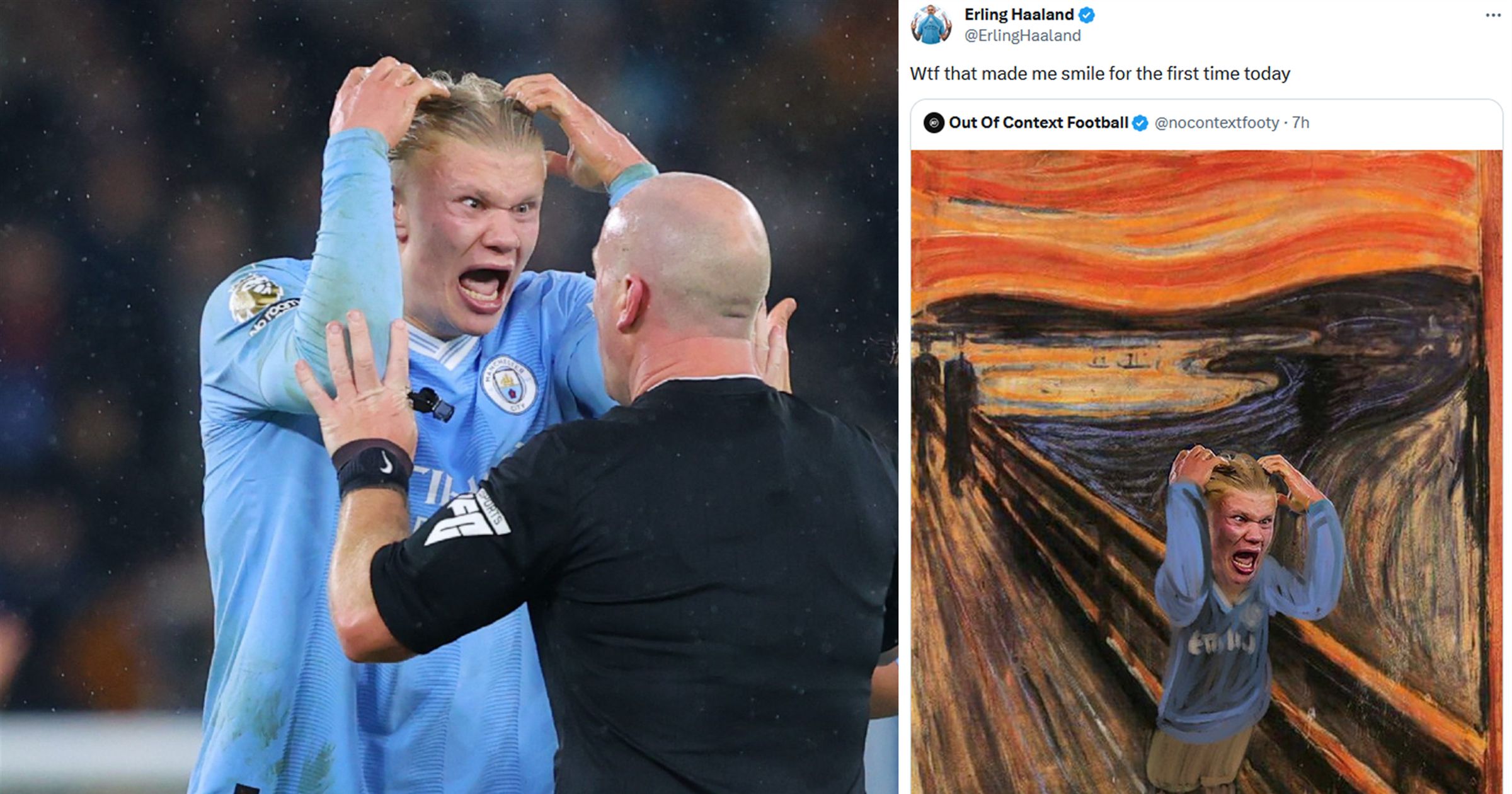 Erling Haaland furioso diventa un meme, si trasforma nell'Urlo di Munch ...