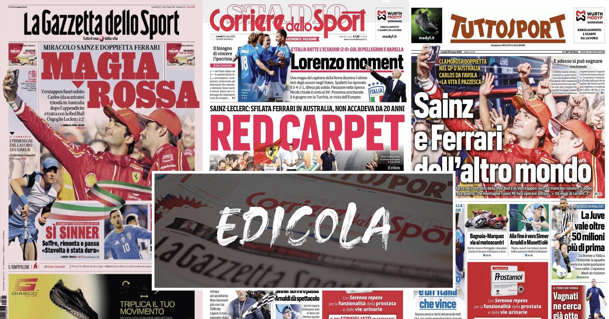 Da "Red carpet" a "Magia rossa": i giornali celebrano il trionfo ...