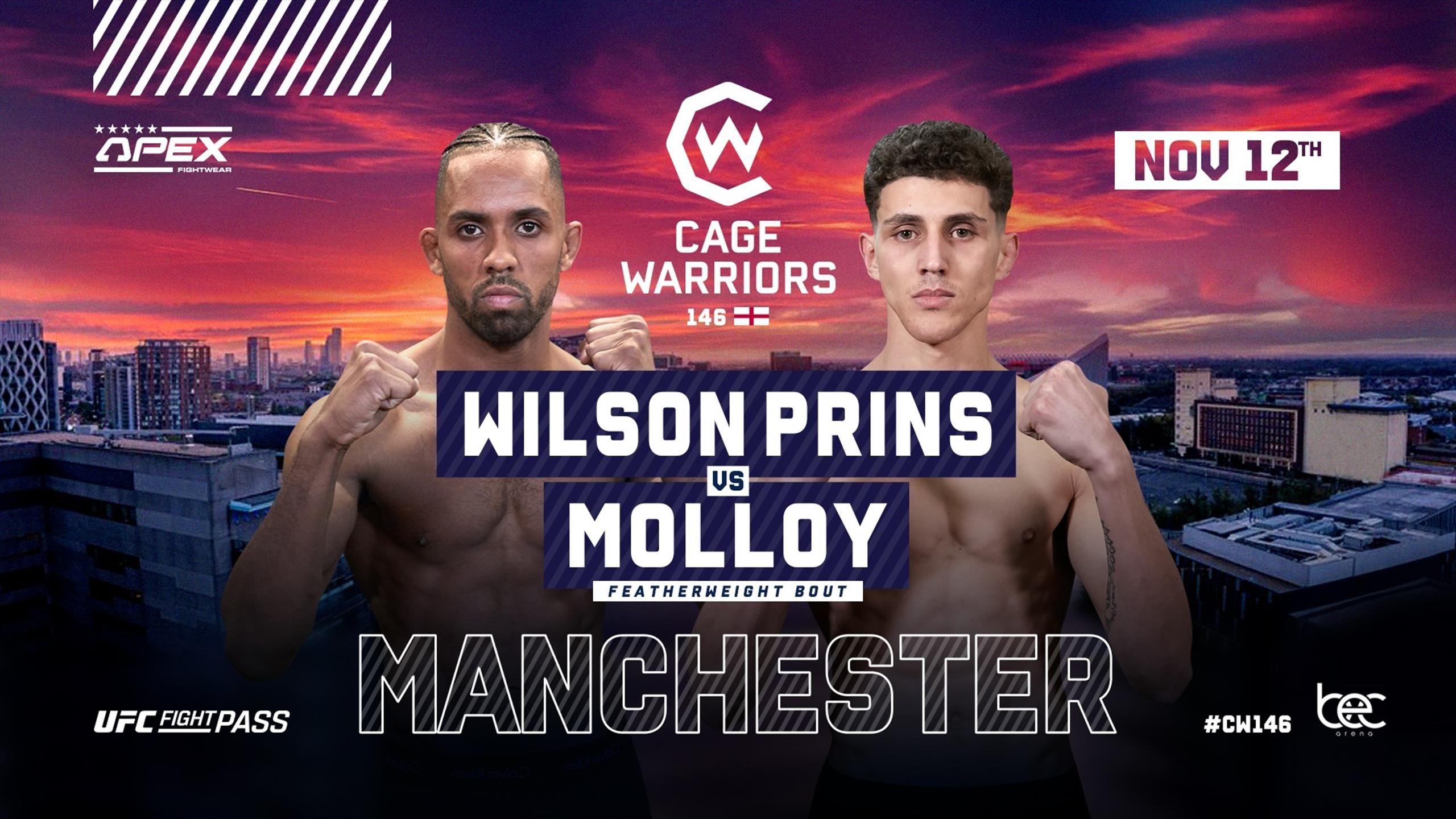 CW 146 | Wilson Prins vecht tweede Cage Warriors partij tegen Molloy op ...