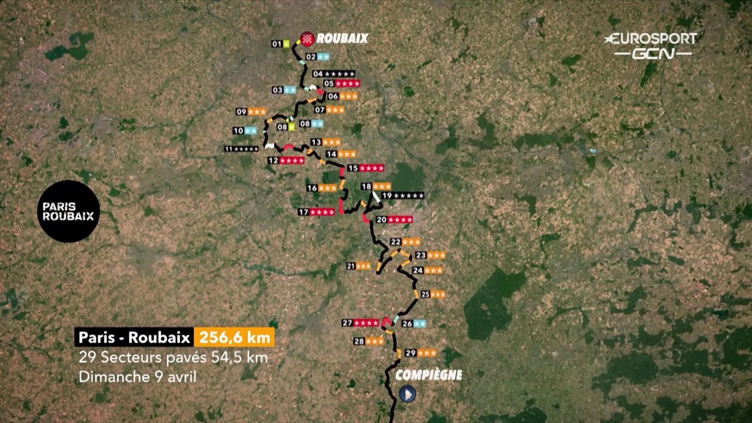 Parijs-Roubaix | 256,6 km en 54,5 km kasseien, dit is het parcours van ...