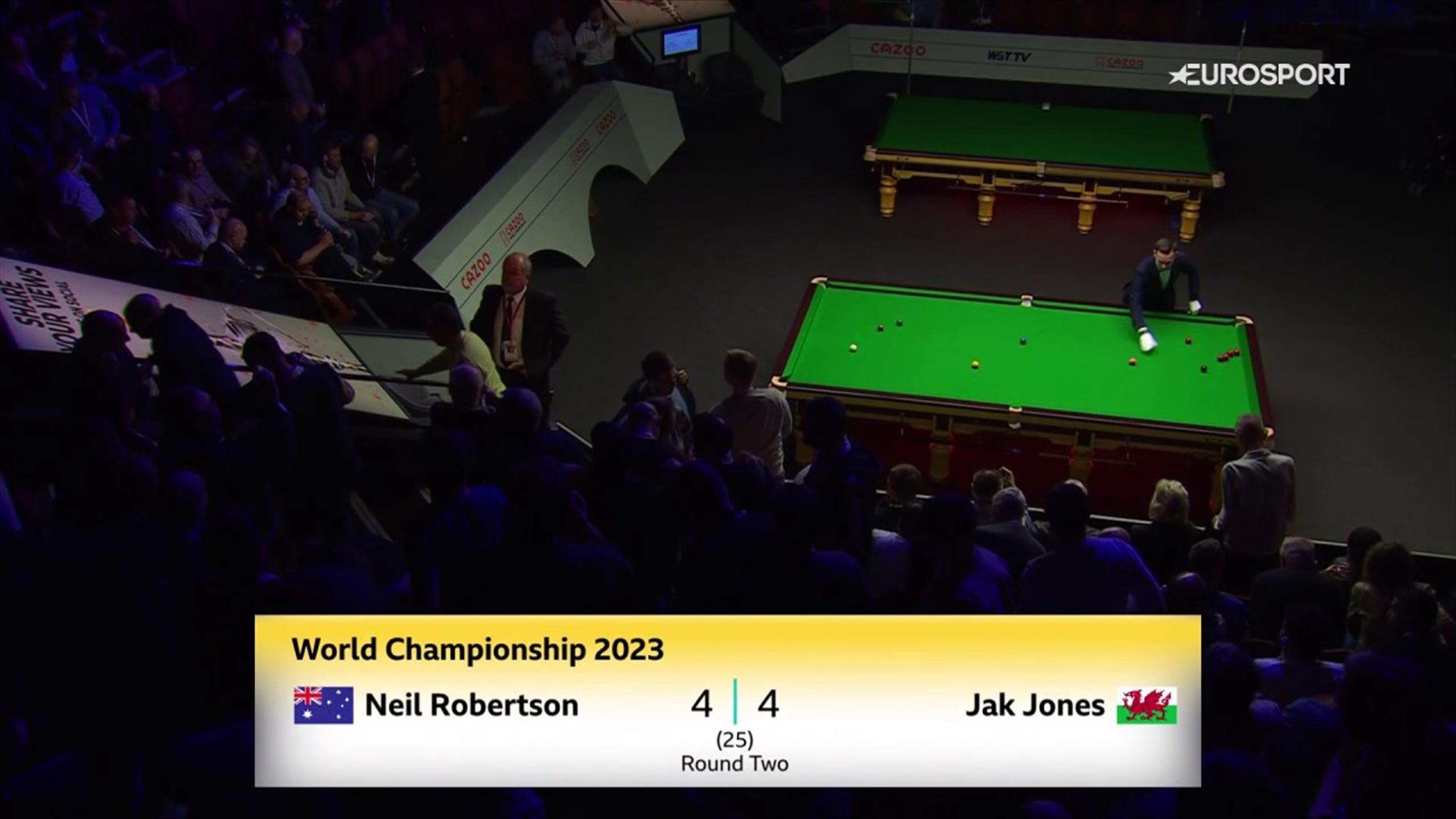 Remis po 1. sesji meczu Robertson – Jones w 2. rundzie MŚ w snookerze ...