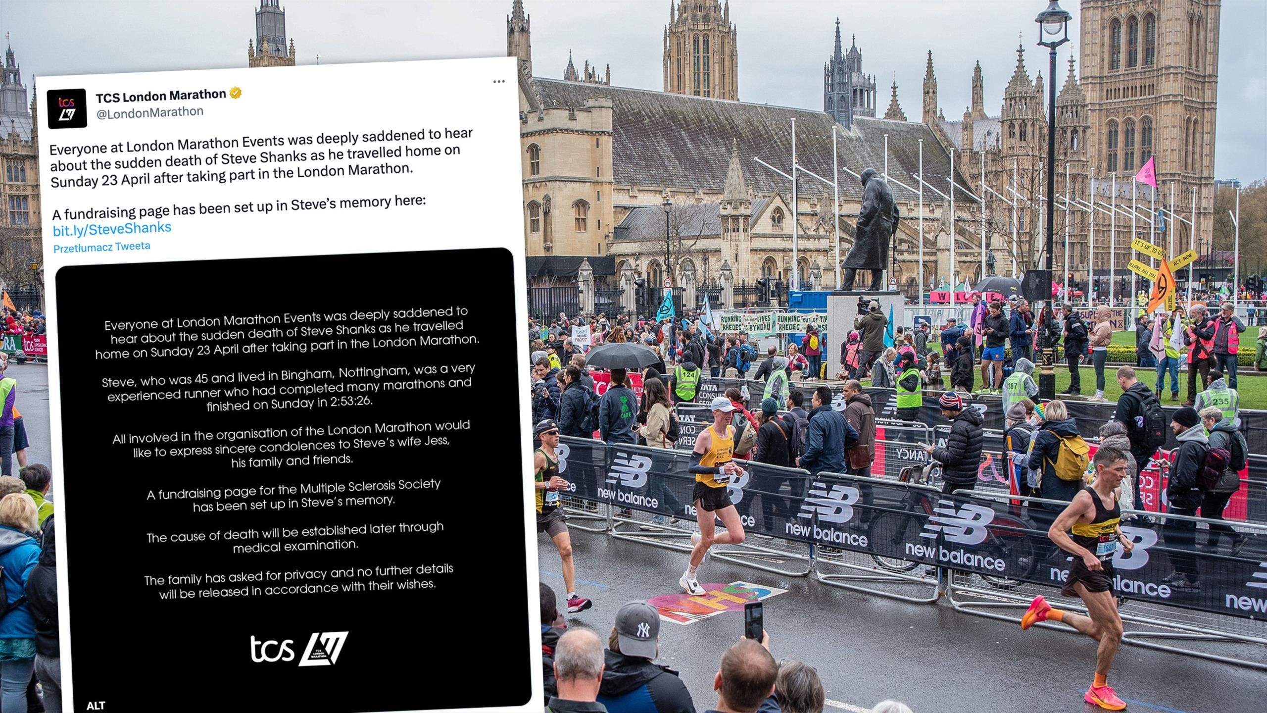 Nie żyje Steve Shanks, uczestnik maratonu w Londynie. Co się stało ...