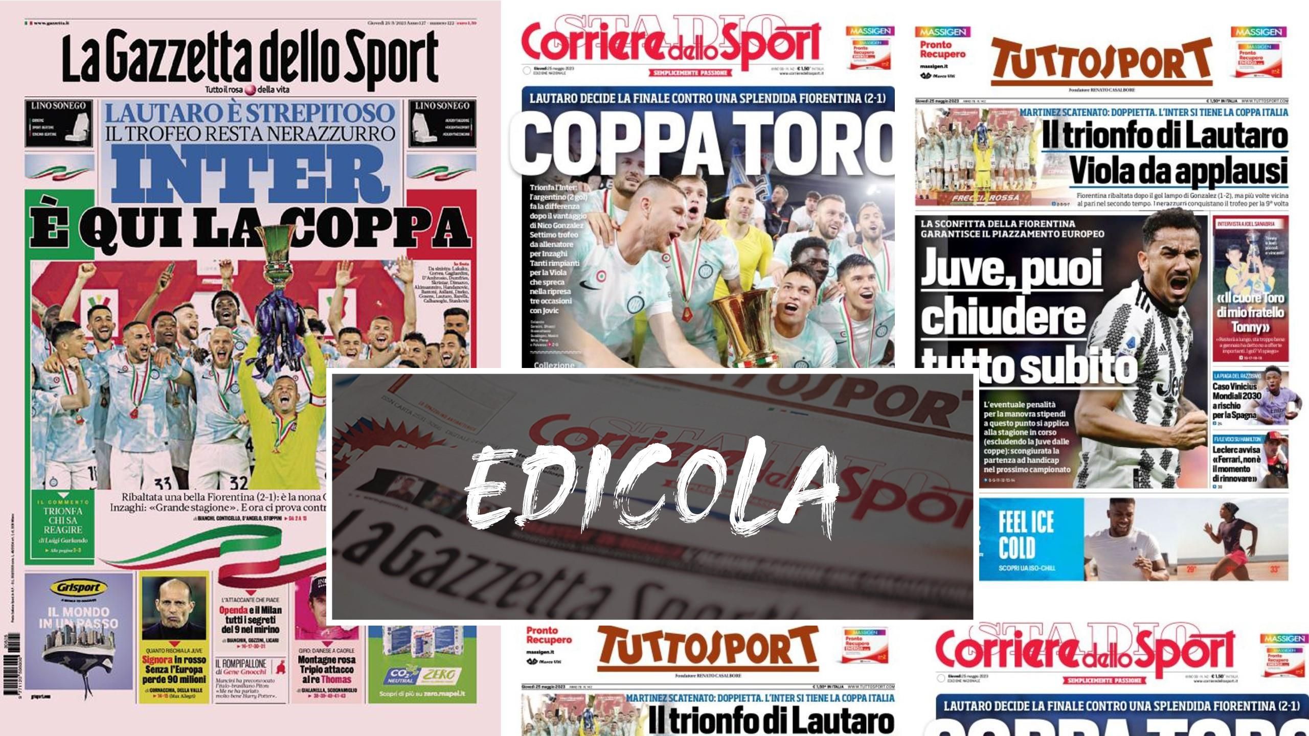 "Coppa Toro": la stampa italiana celebra il trionfo dell'Inter contro ...