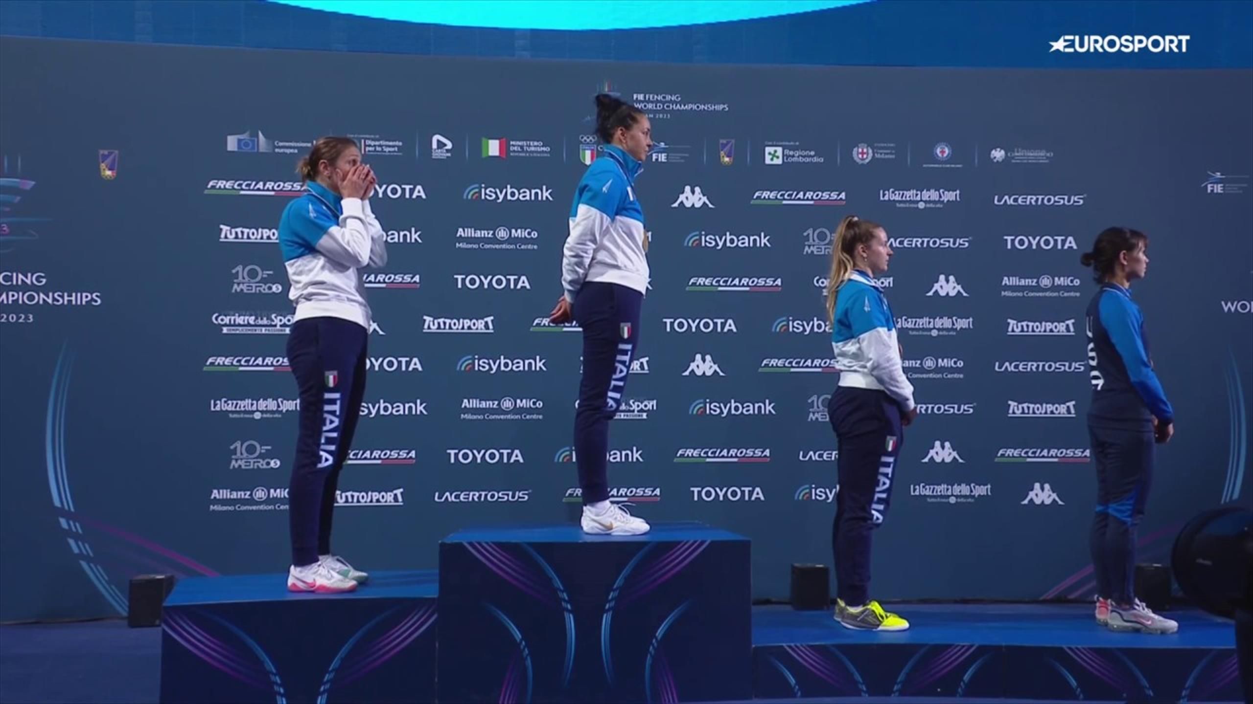 Mondiali 2023 - Marea Azzurra sul podio di fioretto femminile: rivivi l'inno di Mameli da ...