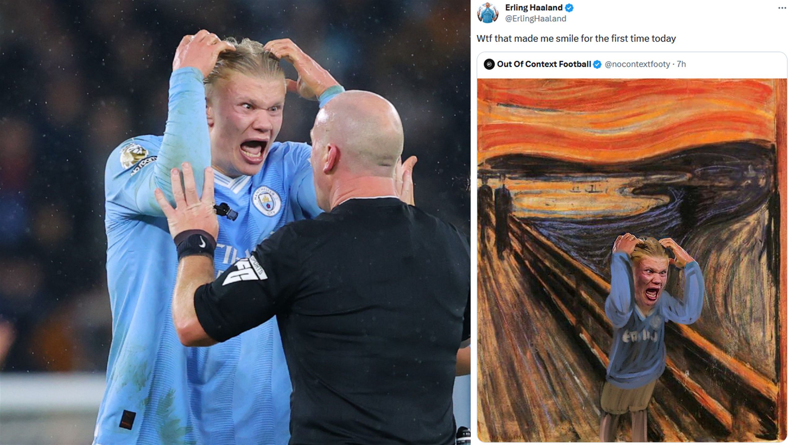 Erling Haaland furioso diventa un meme, si trasforma nell'Urlo di Munch ...