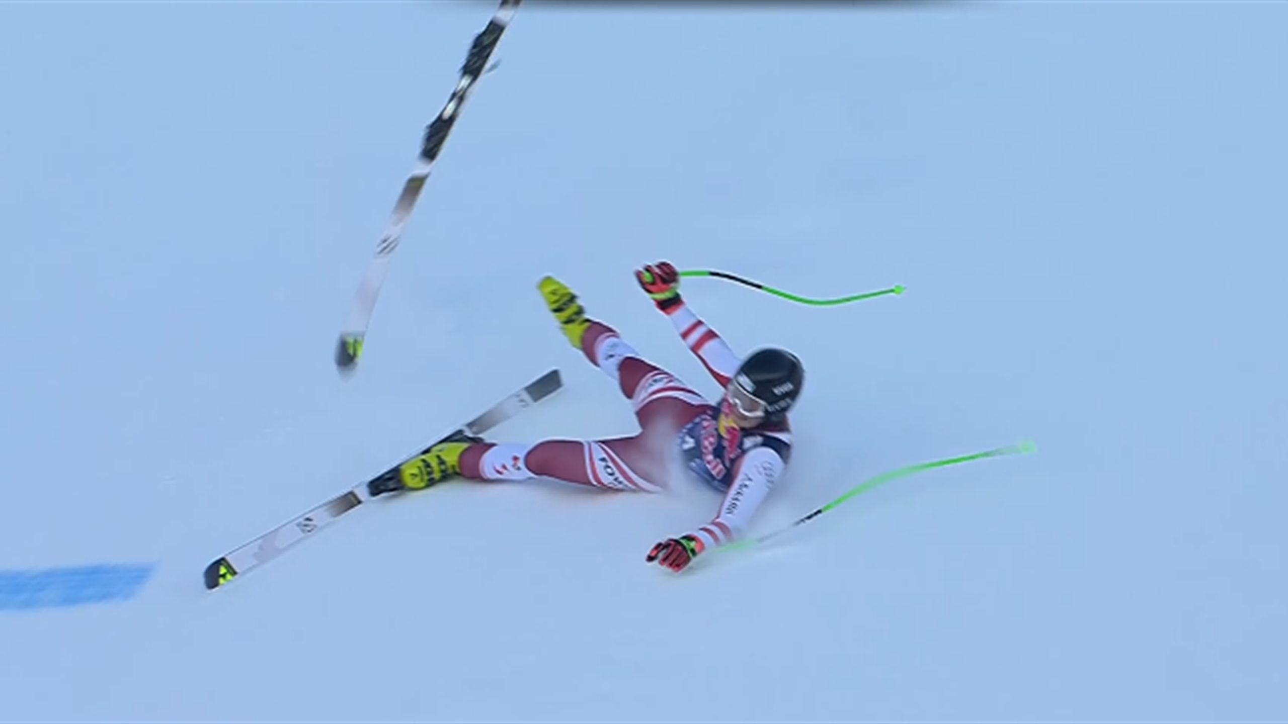 Sturz in Kitzbühel auf der Streif: Ski schießt fast Kameradrohne ab ...