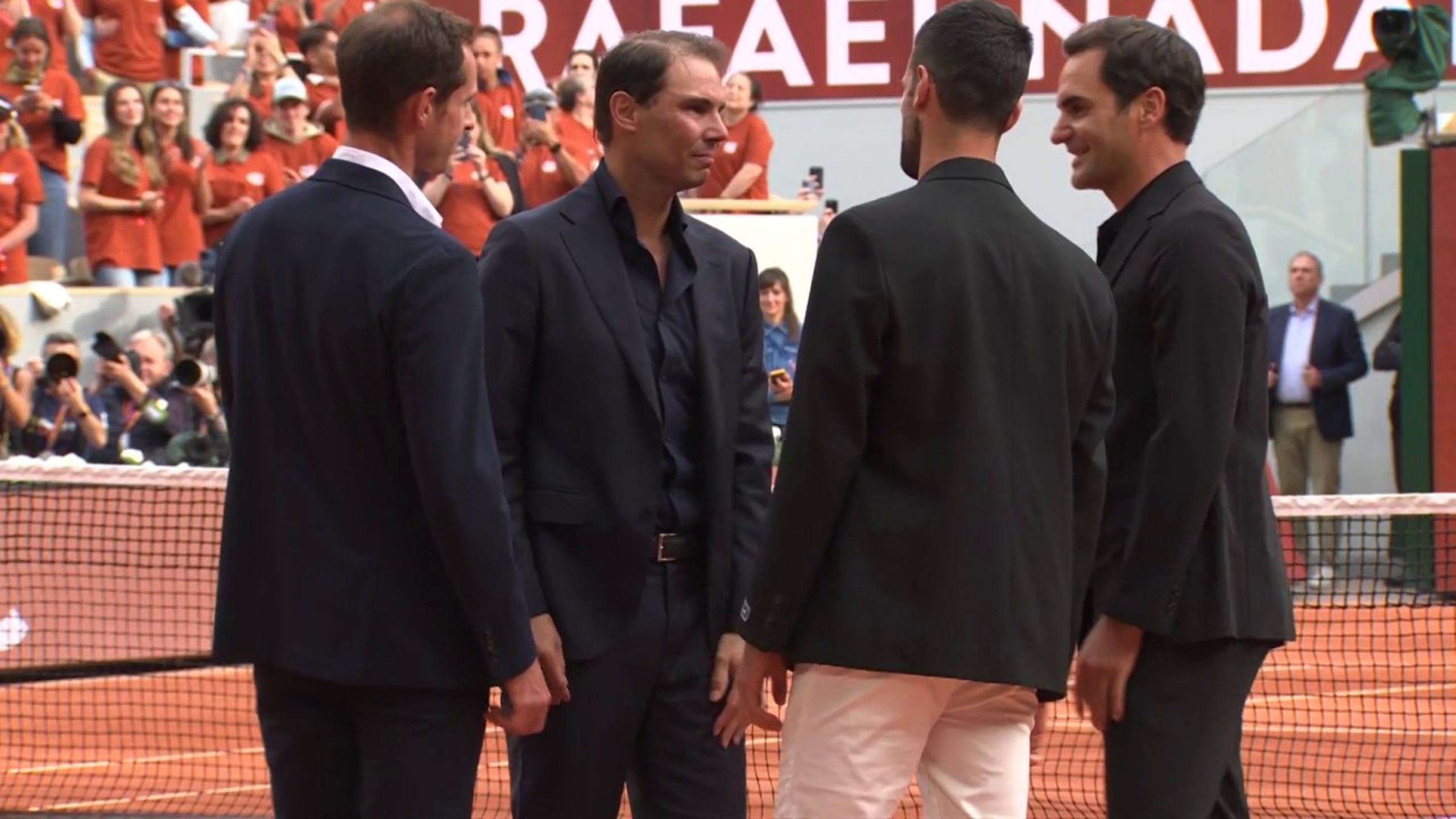Roger Federer, Novak Djokovic und Andy Murray ehren Rafael Nadal ...