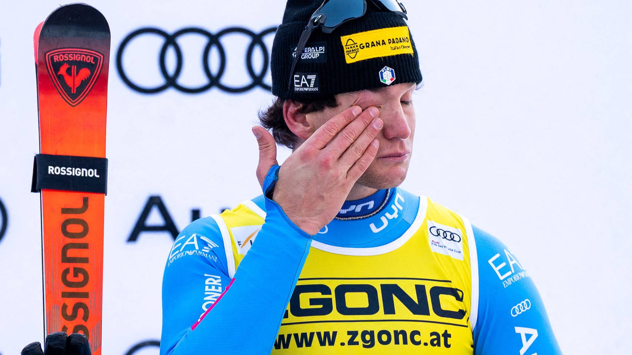 Giovanni Franzoni weint nach Platz drei im Super-G von Gröden um toten ...