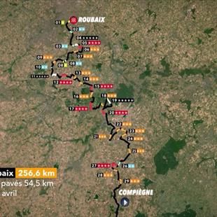 Parijs-Roubaix | 256,6 km en 54,5 km kasseien, dit is het parcours van ...