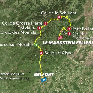 Tour de France - Map of stage 20 - Belfort - Le Markstein Fellering (07 ...