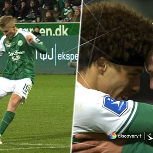 Isak Jensen krøller bolden op i hjørnet og udligner for Viborg mod FCK ...