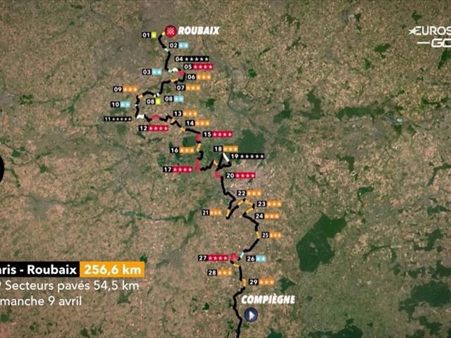 Parijs-Roubaix | 256,6 km en 54,5 km kasseien, dit is het parcours van ...