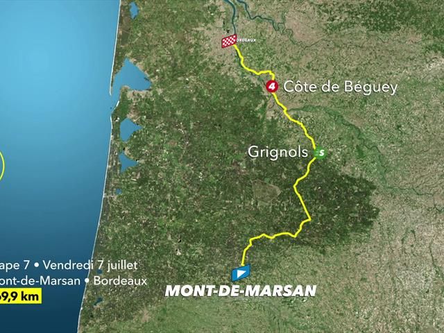Tour de France - Map of stage 7 - Mont-de-Marsan - Bordeaux (07/07 ...