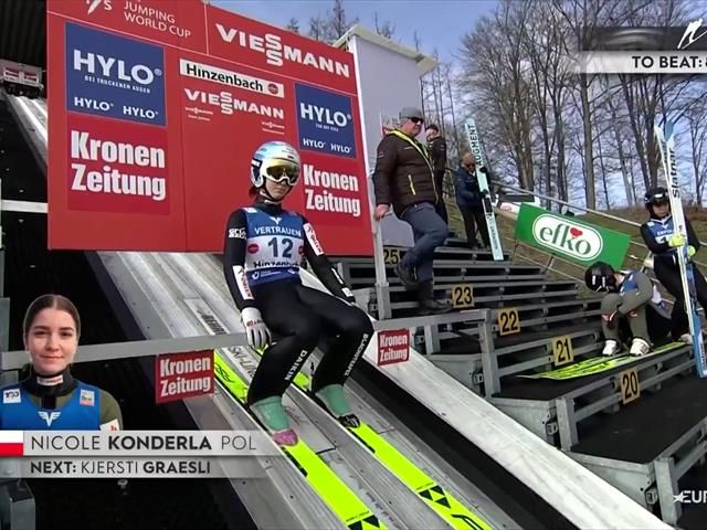 Puchar Świata w skokach kobiet: Skok Nicole Konderli z 1. serii sobotniego konkursu w Hinzenbach ...